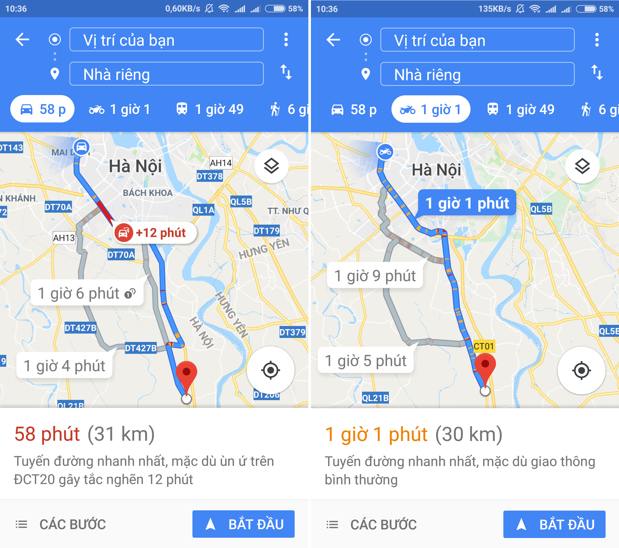 Google Maps Việt Nam có thêm tính năng chỉ đường cho xe hai bánh